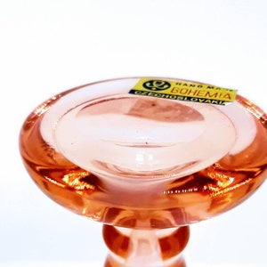 Vintage 1950's Czech Bohemian Boro Pink Cased Opaline Crystal Vase ...
