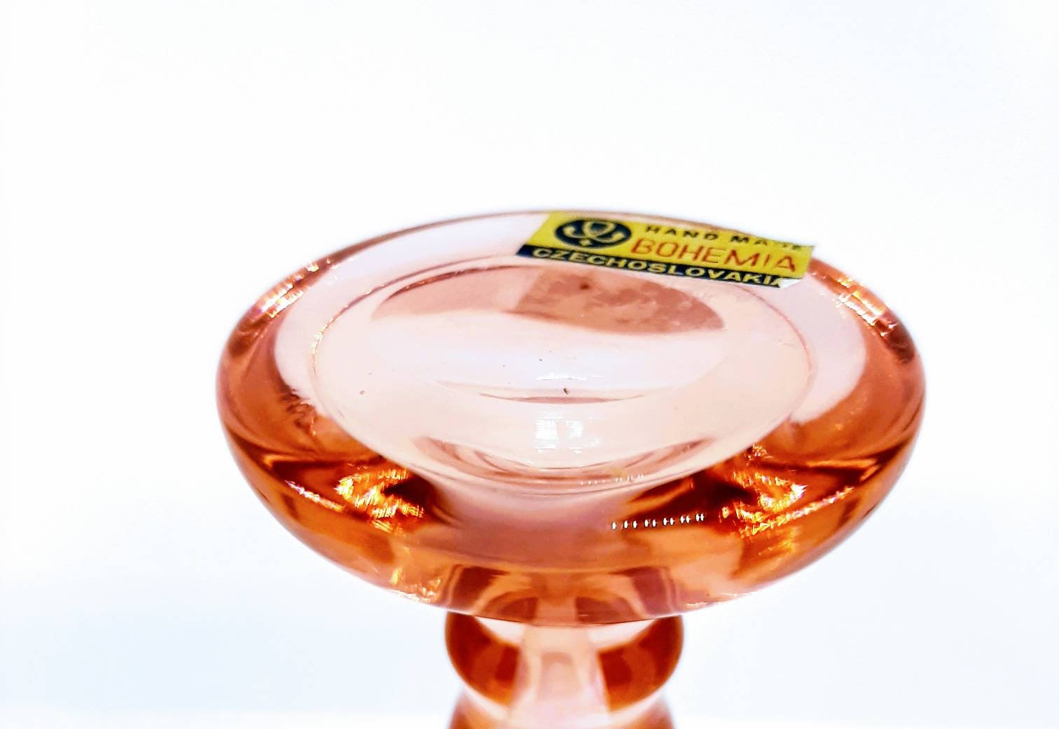 Vintage 1950's Czech Bohemian Boro Pink Cased Opaline Crystal Vase ...