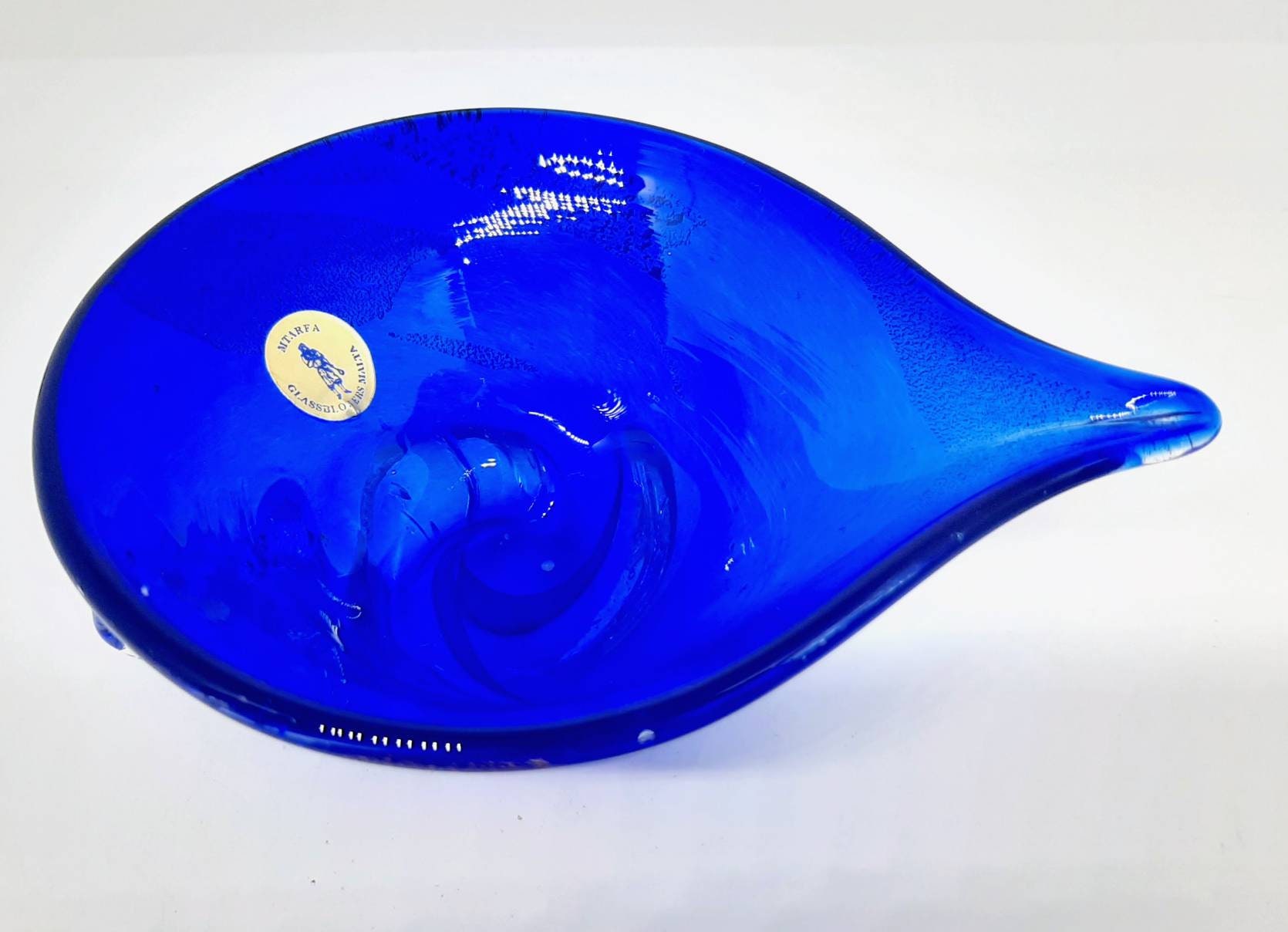Beautiful Vintage Maltese Mtarfa Art Glass Blue Art Glass Shell Bowl ...