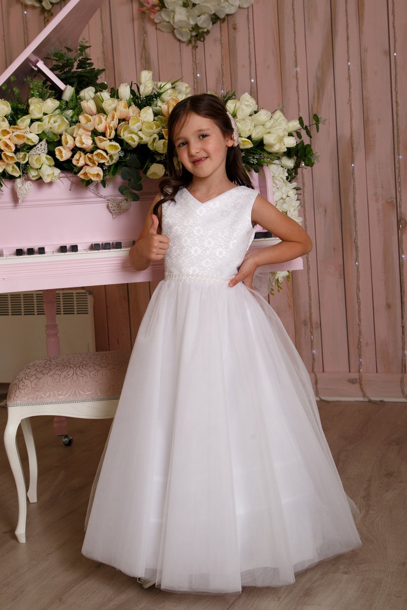 Ivory Flower Girl Dress With Train Princess Dress Wedding Girl Etsy