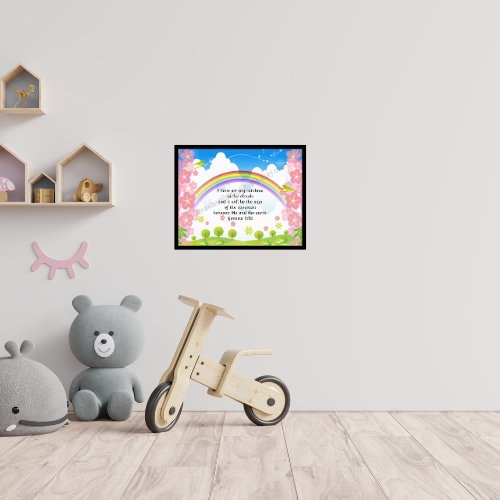 Rainbow Promise Scripture Print, I Have Set My Rainbow in the Clouds ...