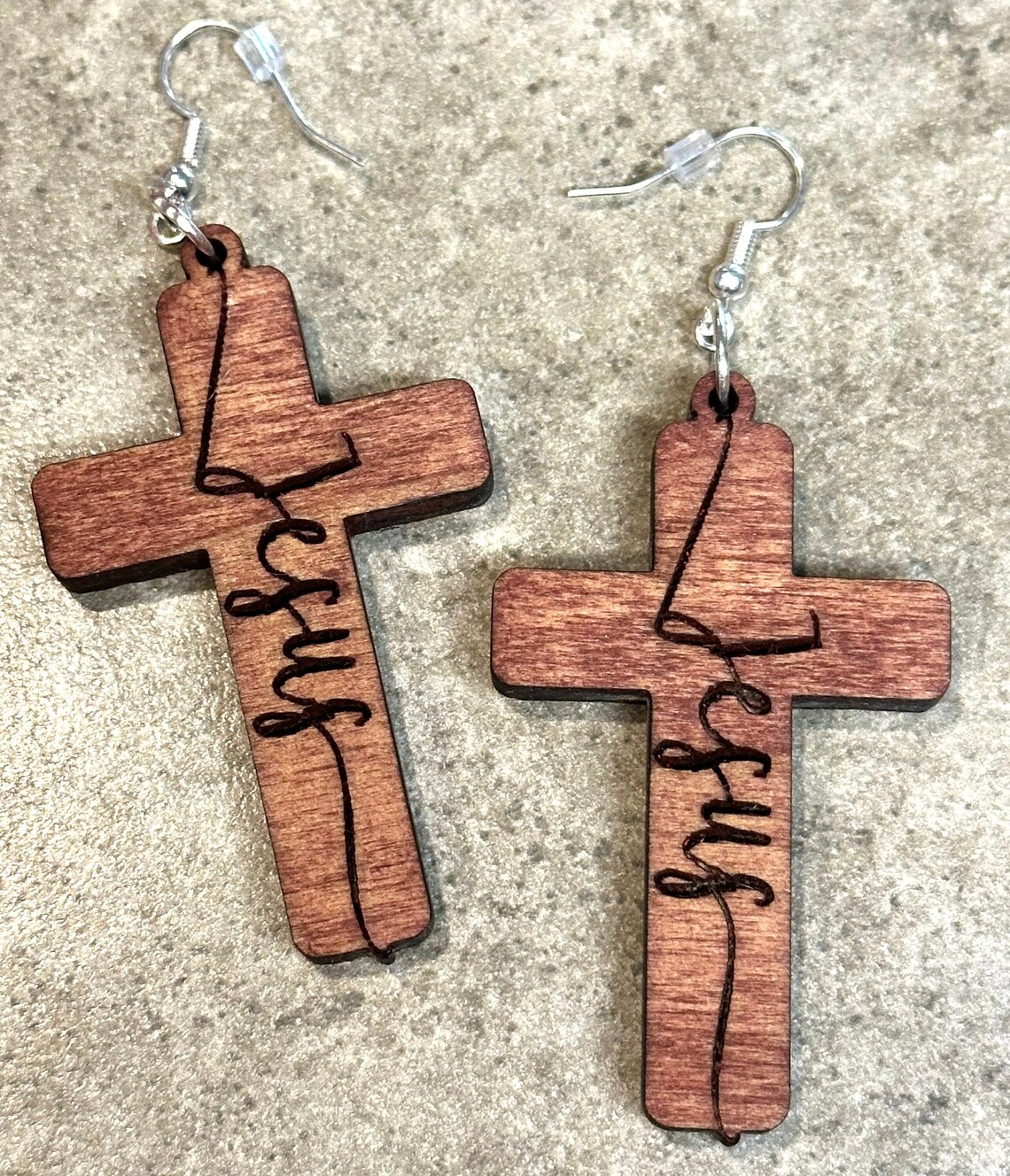 Religious Christian Faith Jesus Cross Earrings. Laser Cut, Engraved ...