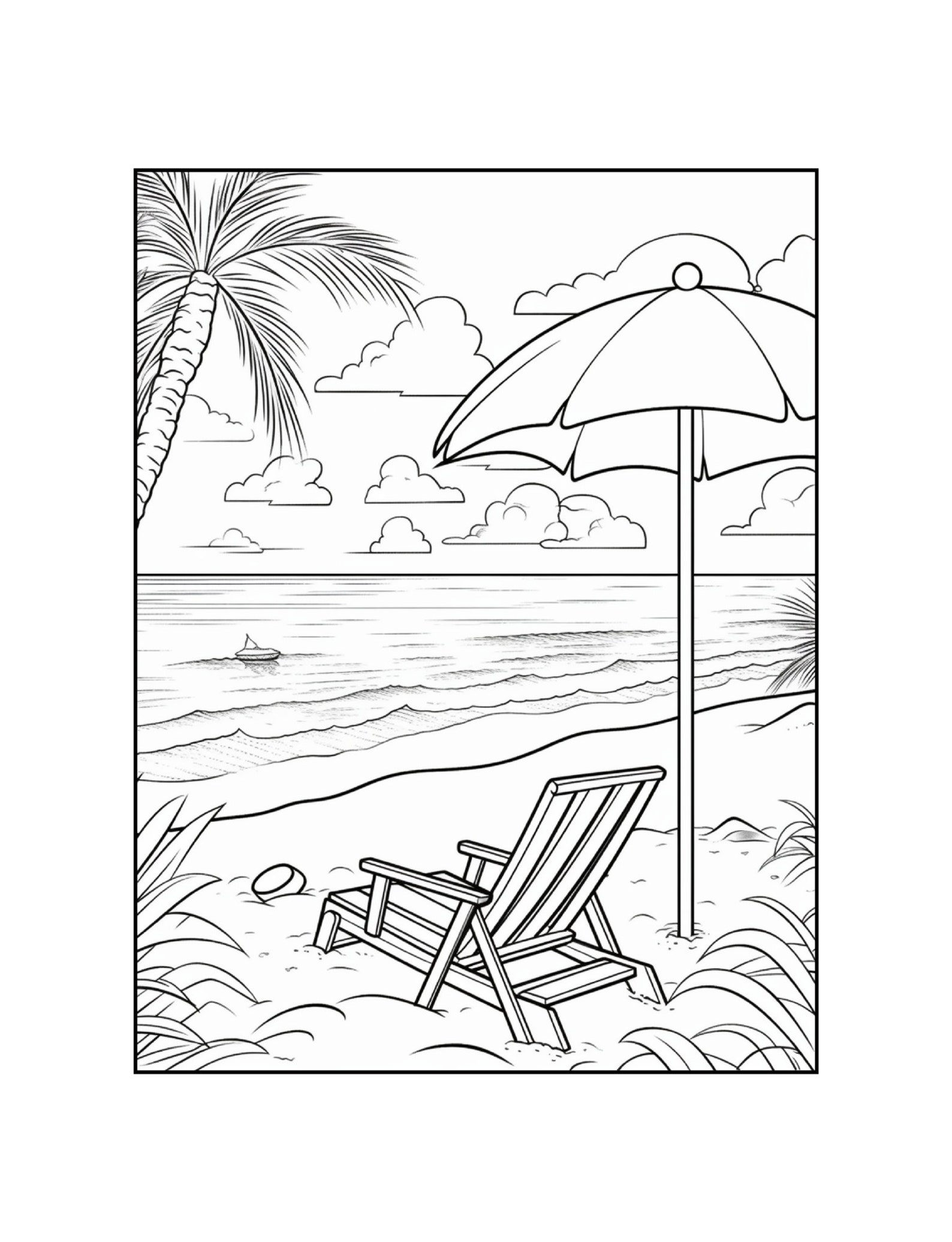 Beach Themed Coloring Book, Ocean Coloring Pages, Beach Coloring ...