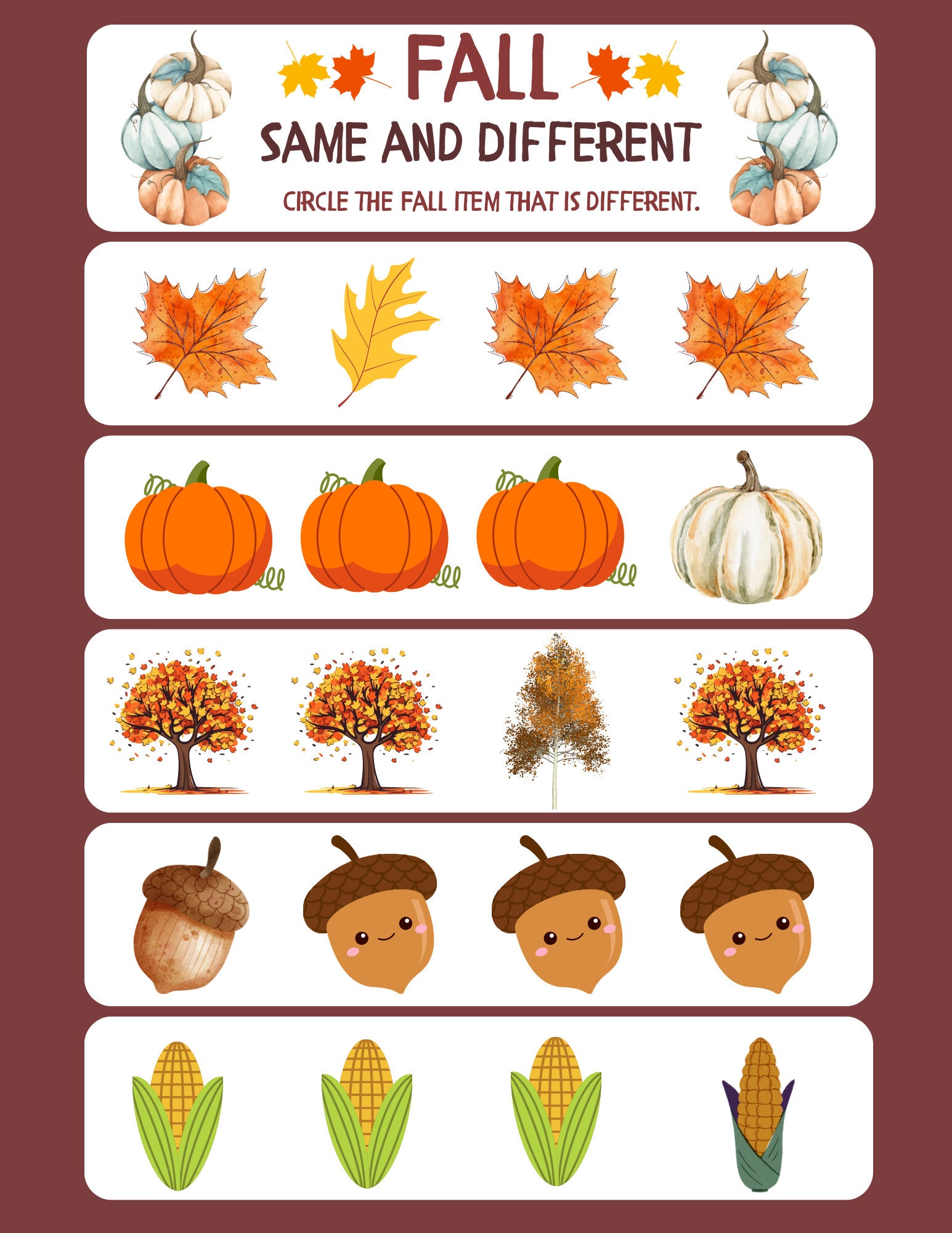 Fall Activity Packet for Young Children (digital Download) - Etsy