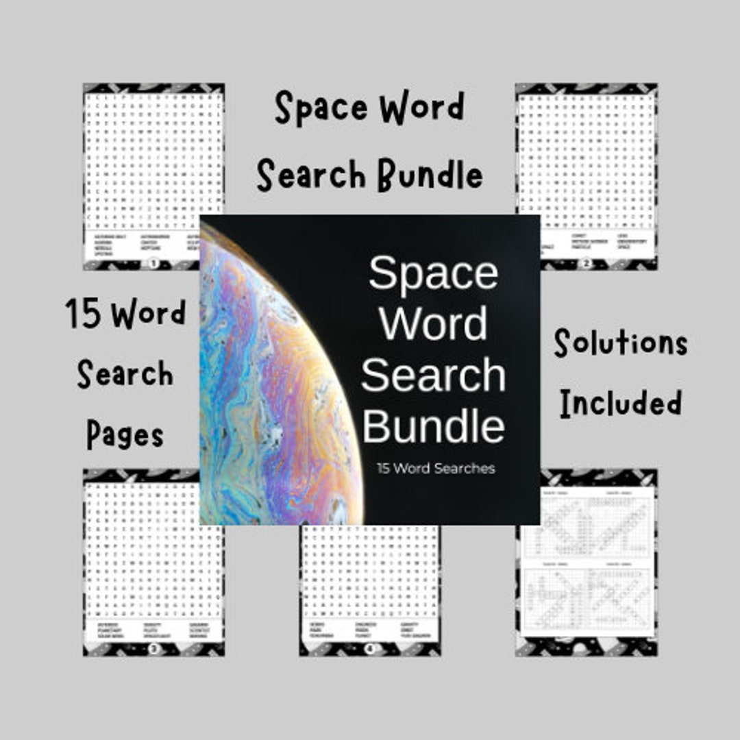 Space Word Search Bundle, 15 Fun & Challenging Puzzles With Solutions ...