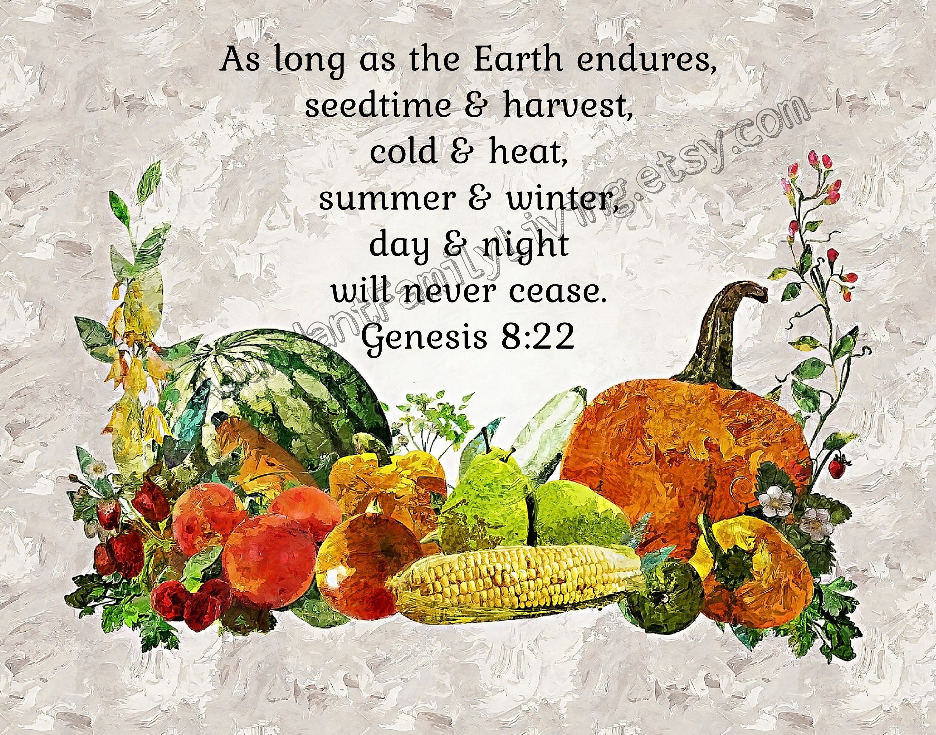 Kitchen Scripture Print, as Long as the Earth Endures, Seedtime ...