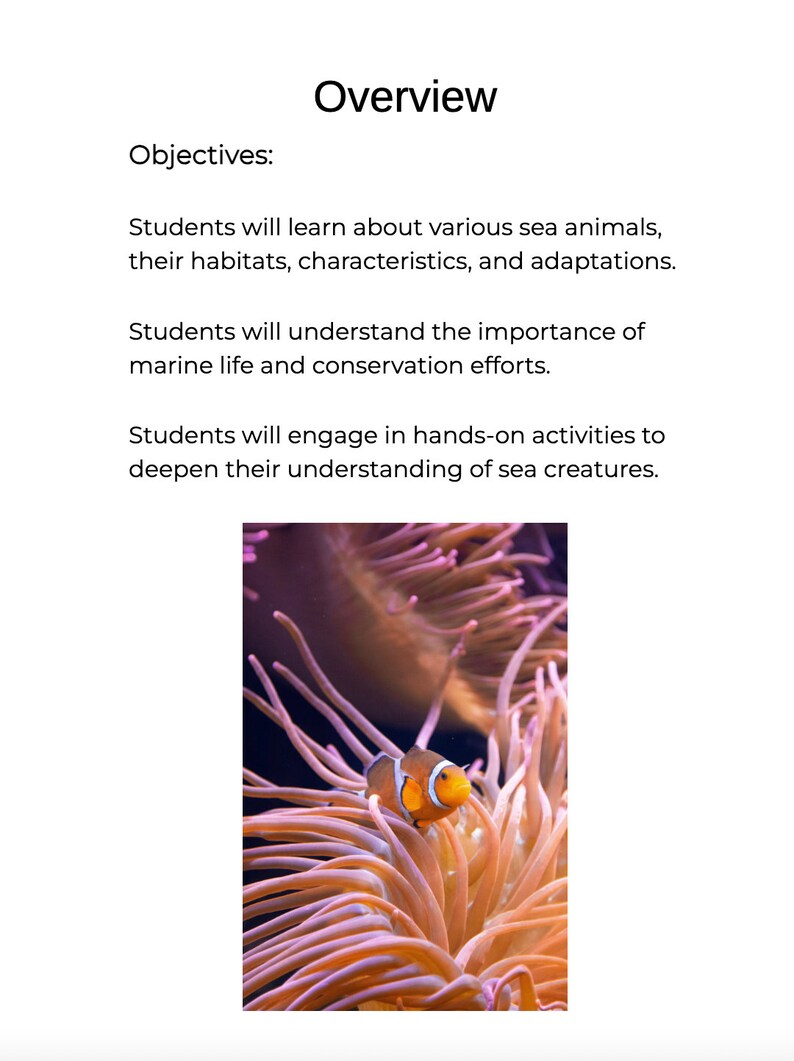 Sea Animals: A Week-long Lesson Plan for Teachers and Homeschool ...