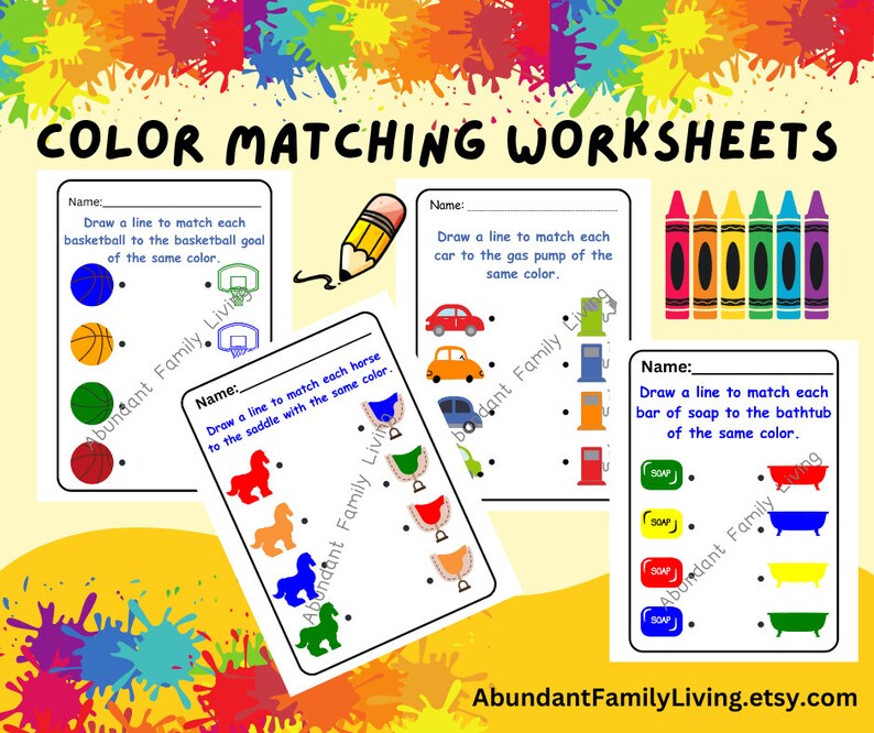 Color Matching Worksheets, Early Childhood Education, Homeschool ...