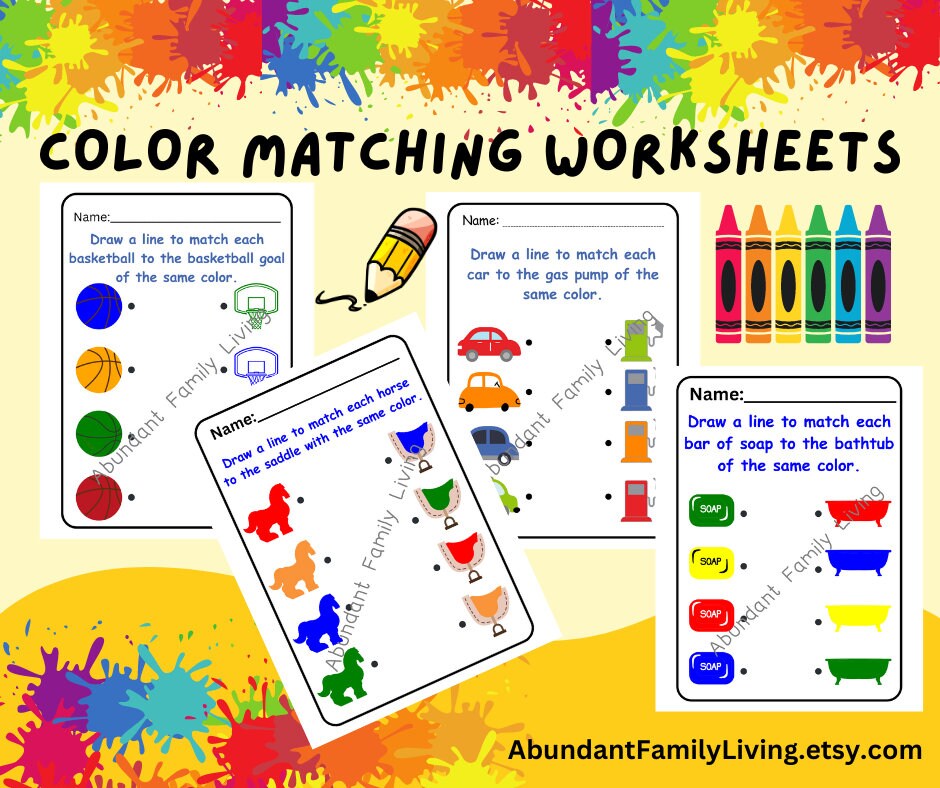 Color Matching Worksheets, Early Childhood Education, Homeschool ...