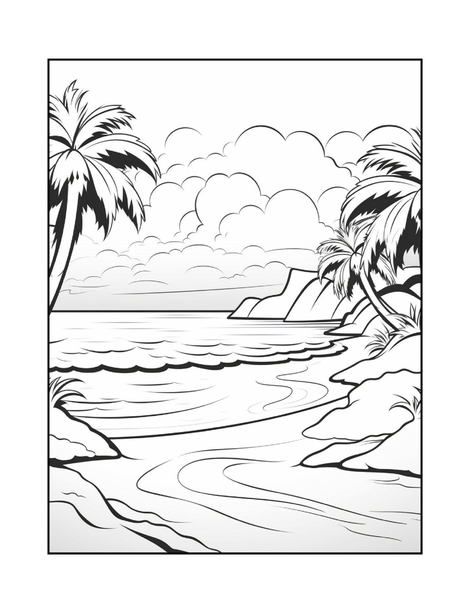 Beach Themed Coloring Book, Ocean Coloring Pages, Beach Coloring ...