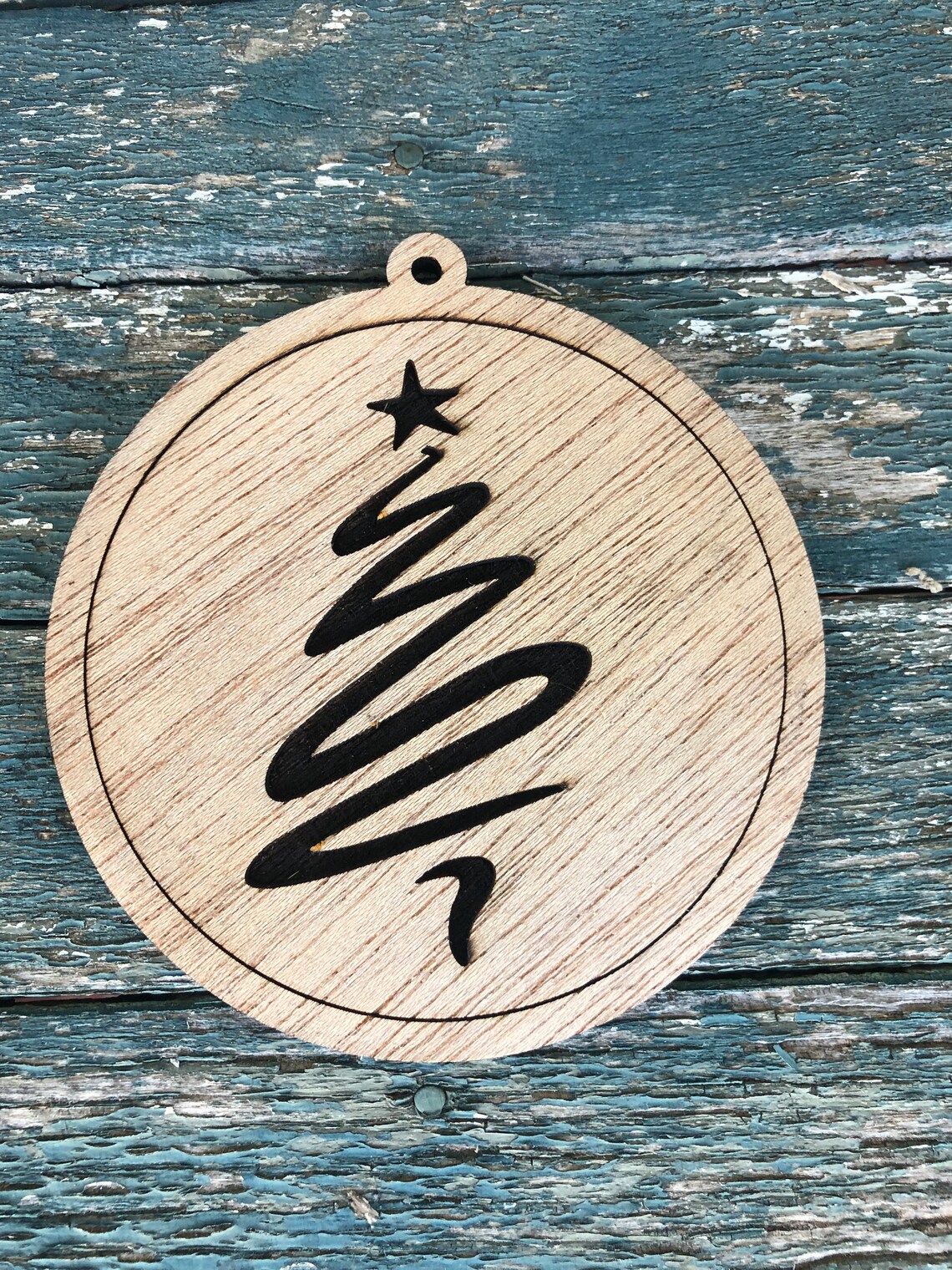 Christmas Ornament, Wooden Laser Cut, Twirly Christmas Tree With Star ...