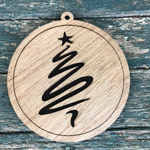 Christmas Ornament, Wooden Laser Cut, Twirly Christmas Tree With Star ...