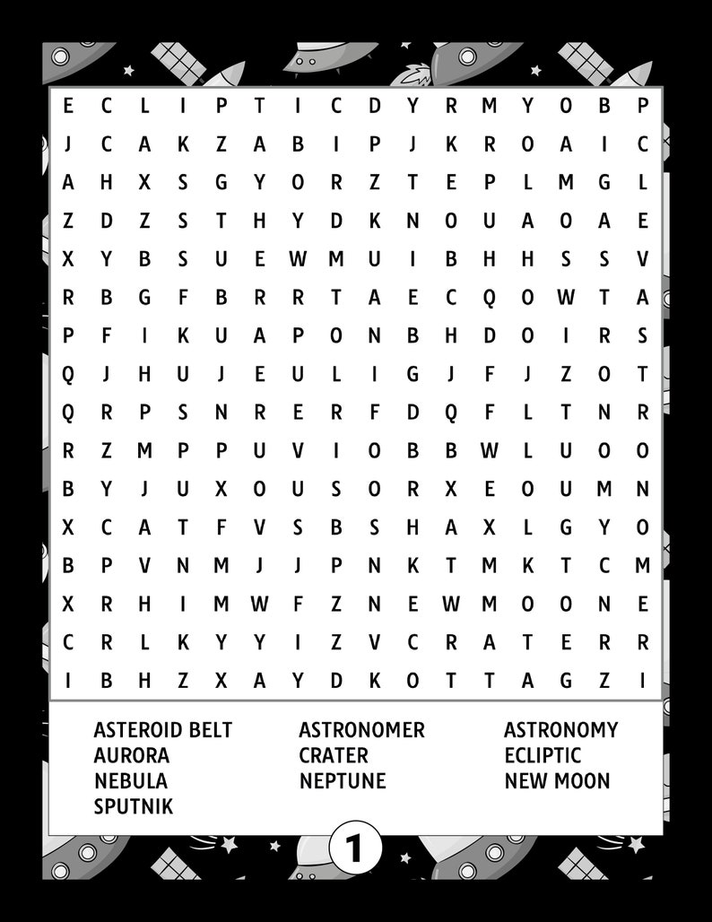 Space Word Search Bundle, 15 Fun & Challenging Puzzles With Solutions ...