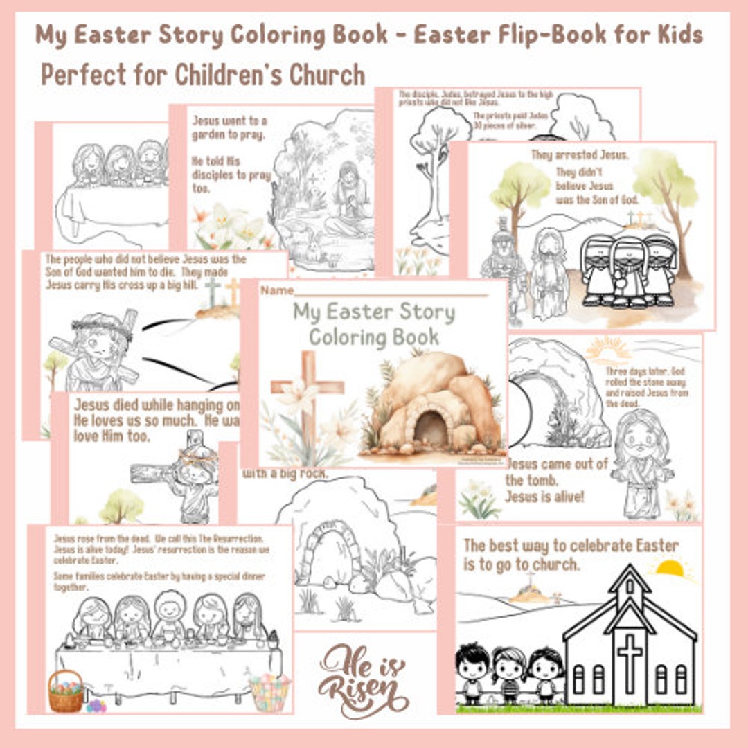 Easter Story Coloring Flip Book for Kids (digital Download) - Etsy