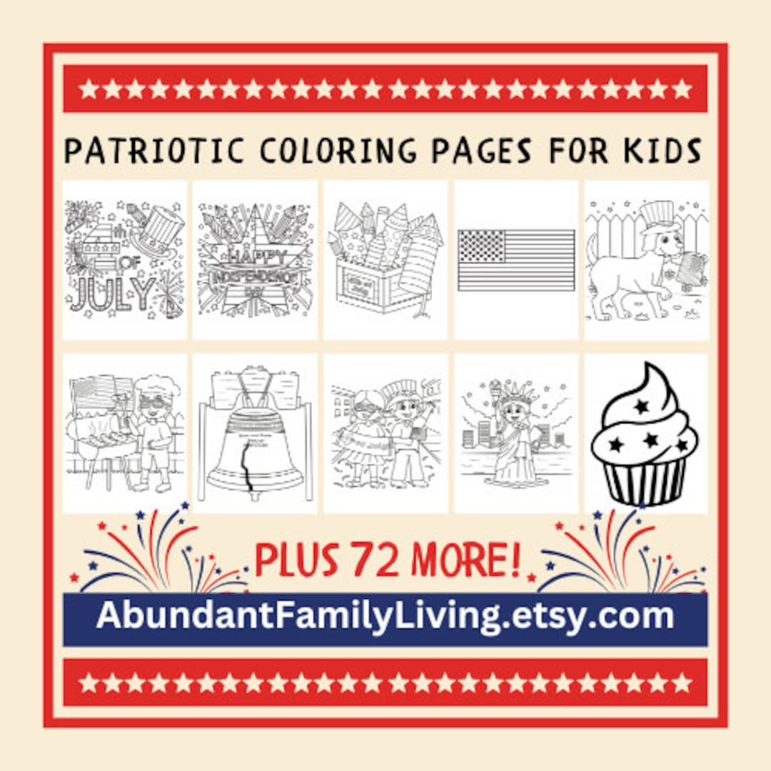 American Patriotic Coloring Book for Kids With 82 USA Themed Coloring ...