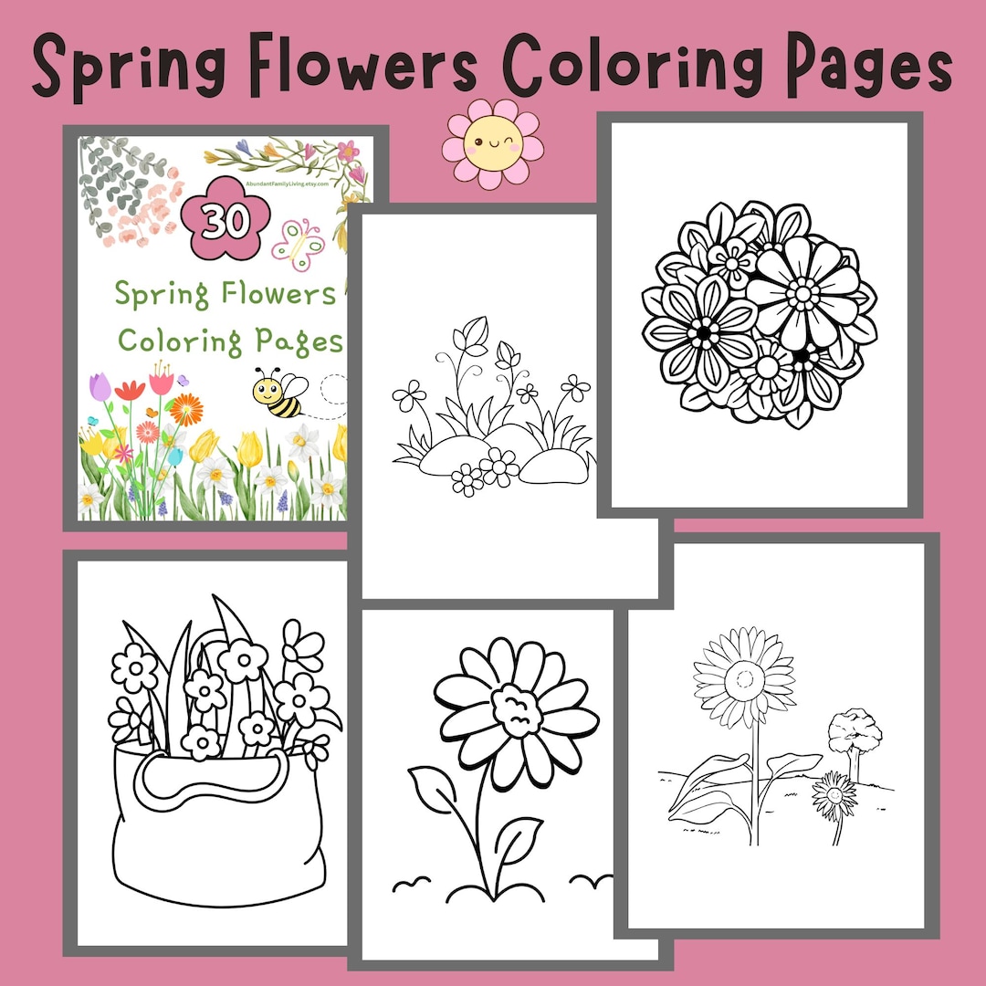 Spring Flowers Coloring Pages for Kids: 30 Printable Sheets (PDF) - Etsy