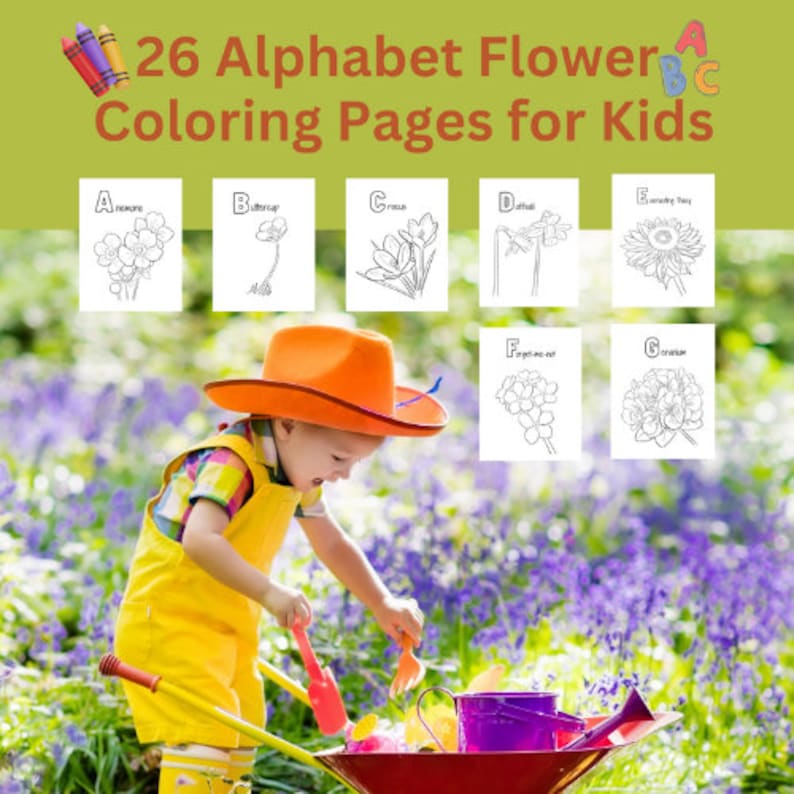 Alphabet Flower Coloring Pages for Kids, Educational Coloring Activity ...