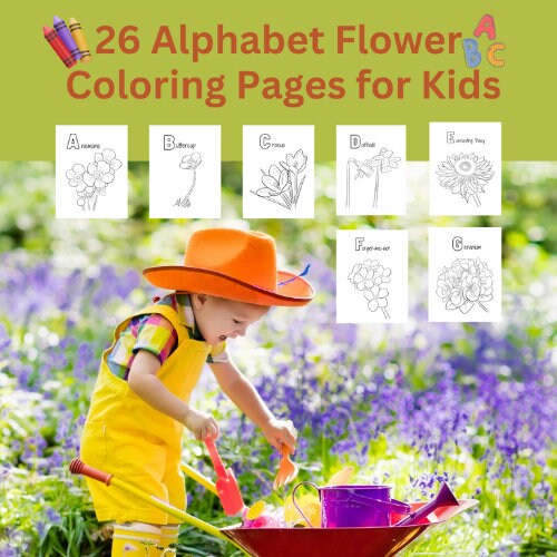 Alphabet Flower Coloring Pages for Kids, Educational Coloring Activity ...