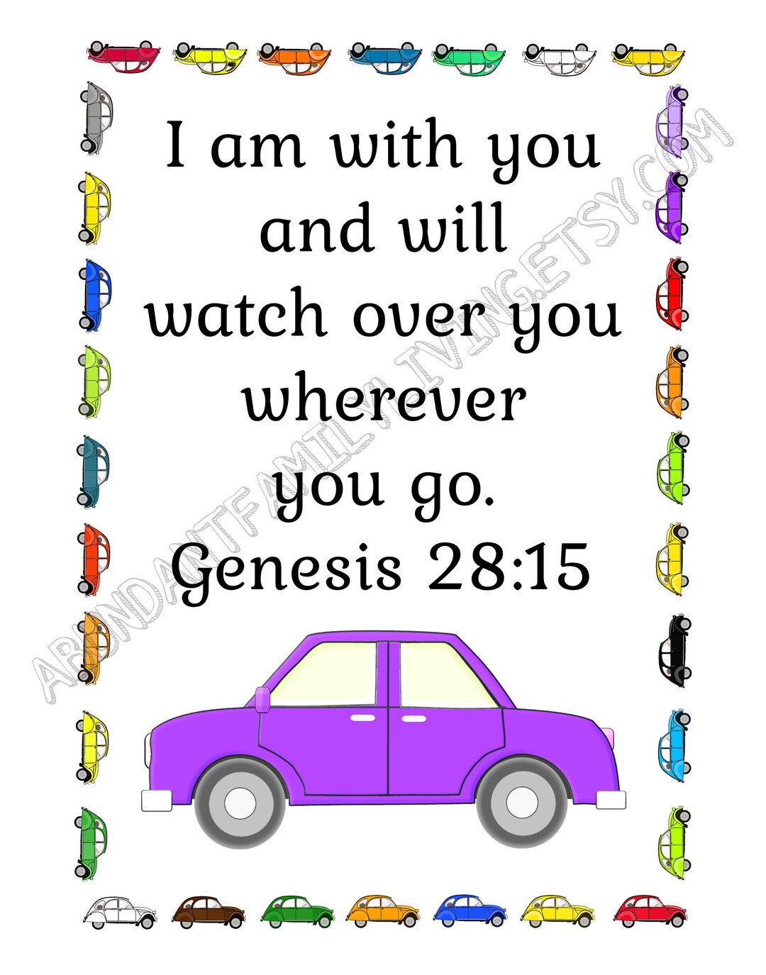 Automobile Printable Car Scripture Print for Kids Genesis - Etsy