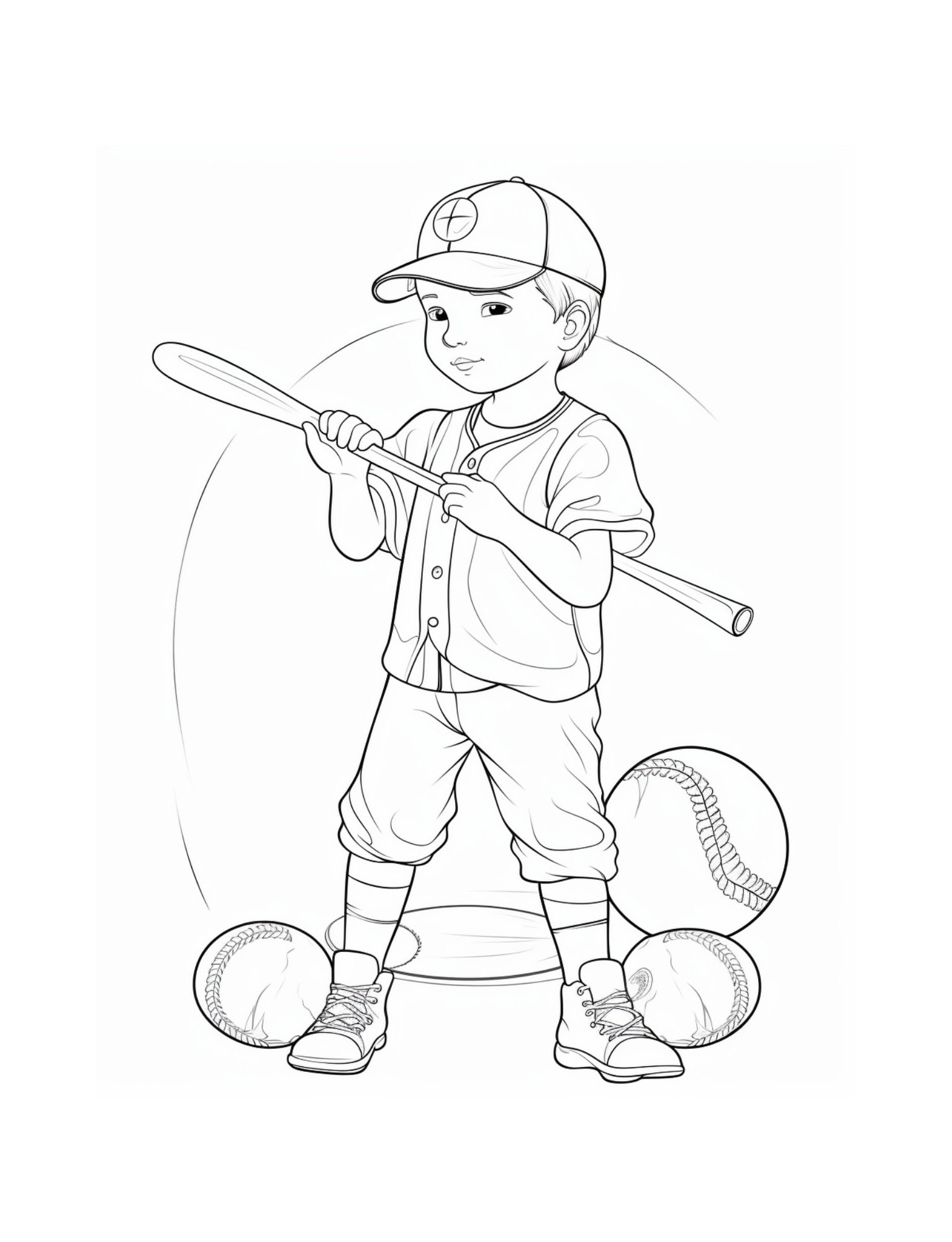 Baseball Coloring Pages for Kids, Printable Sports Activity Sheets, 36 ...