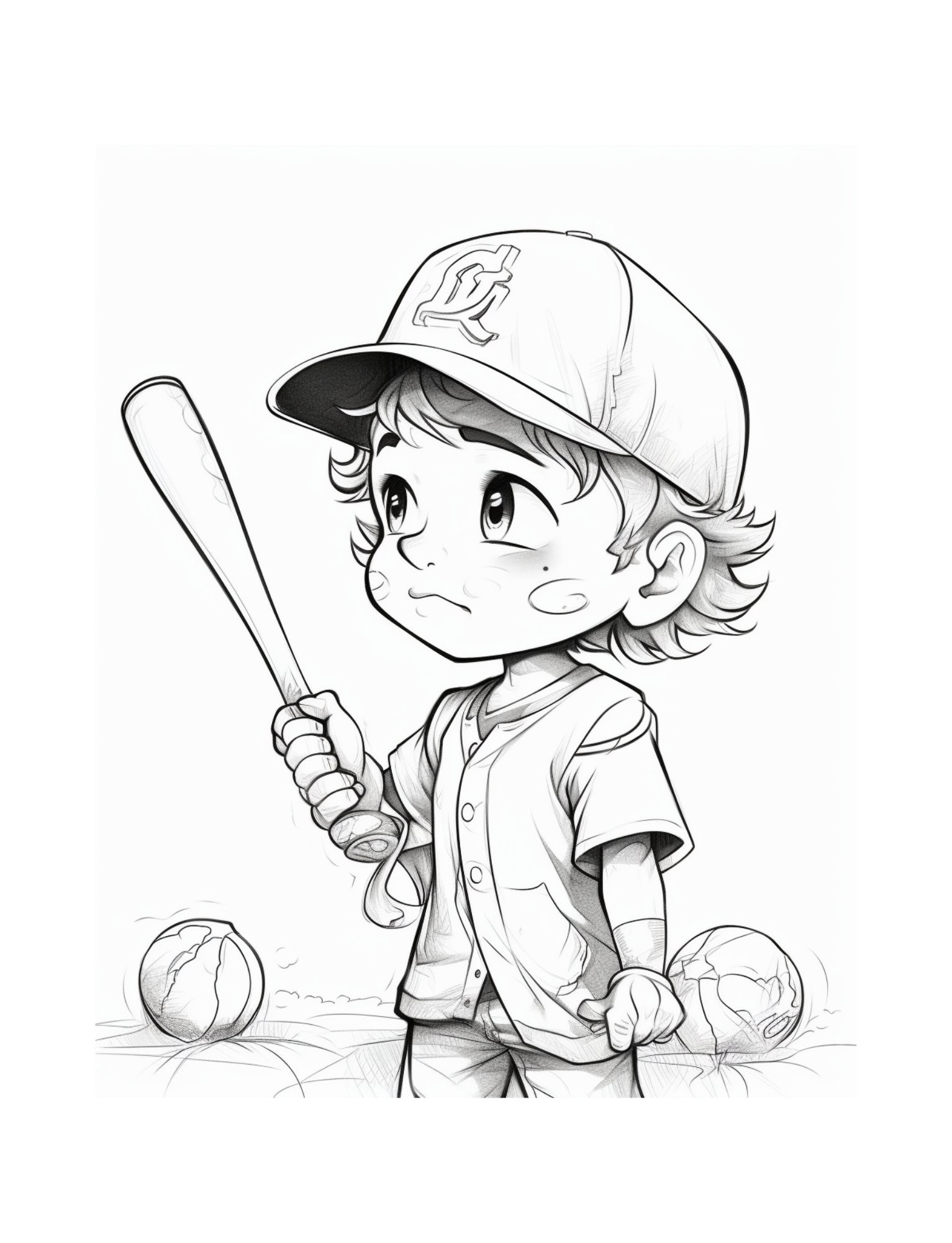 Baseball Coloring Pages for Kids, Printable Sports Activity Sheets, 36 ...