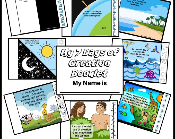 Days of Creation Flashcards, Sunday School Lesson, Bible Story Activity ...