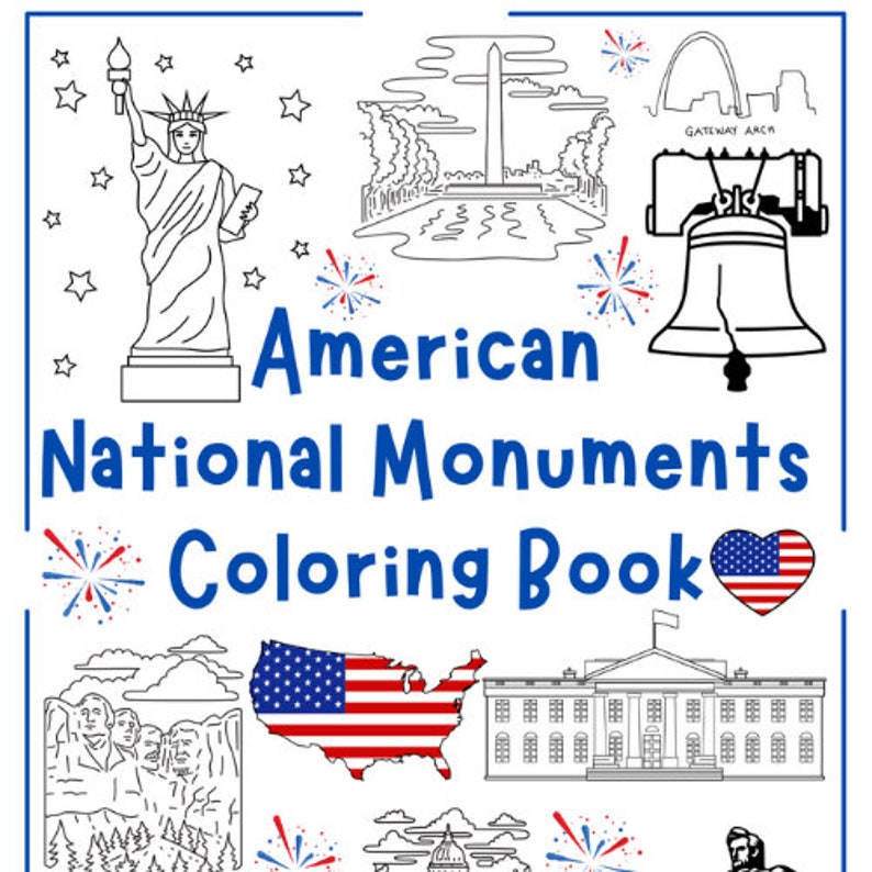 American Landmarks Coloring Book, US Monuments (digital Download) - Etsy