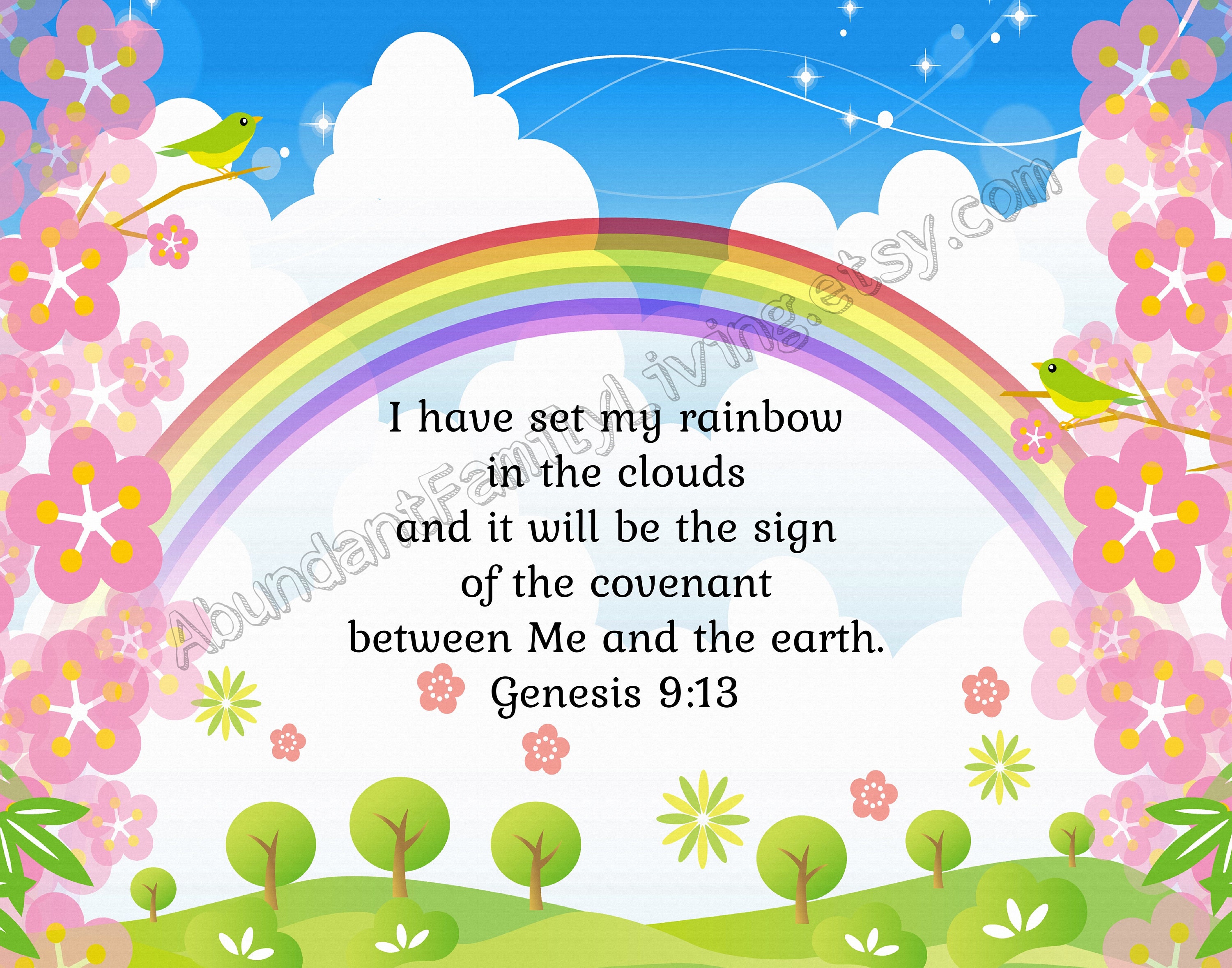 Rainbow Scripture Print Bible Verse Print Great for Baby or - Etsy