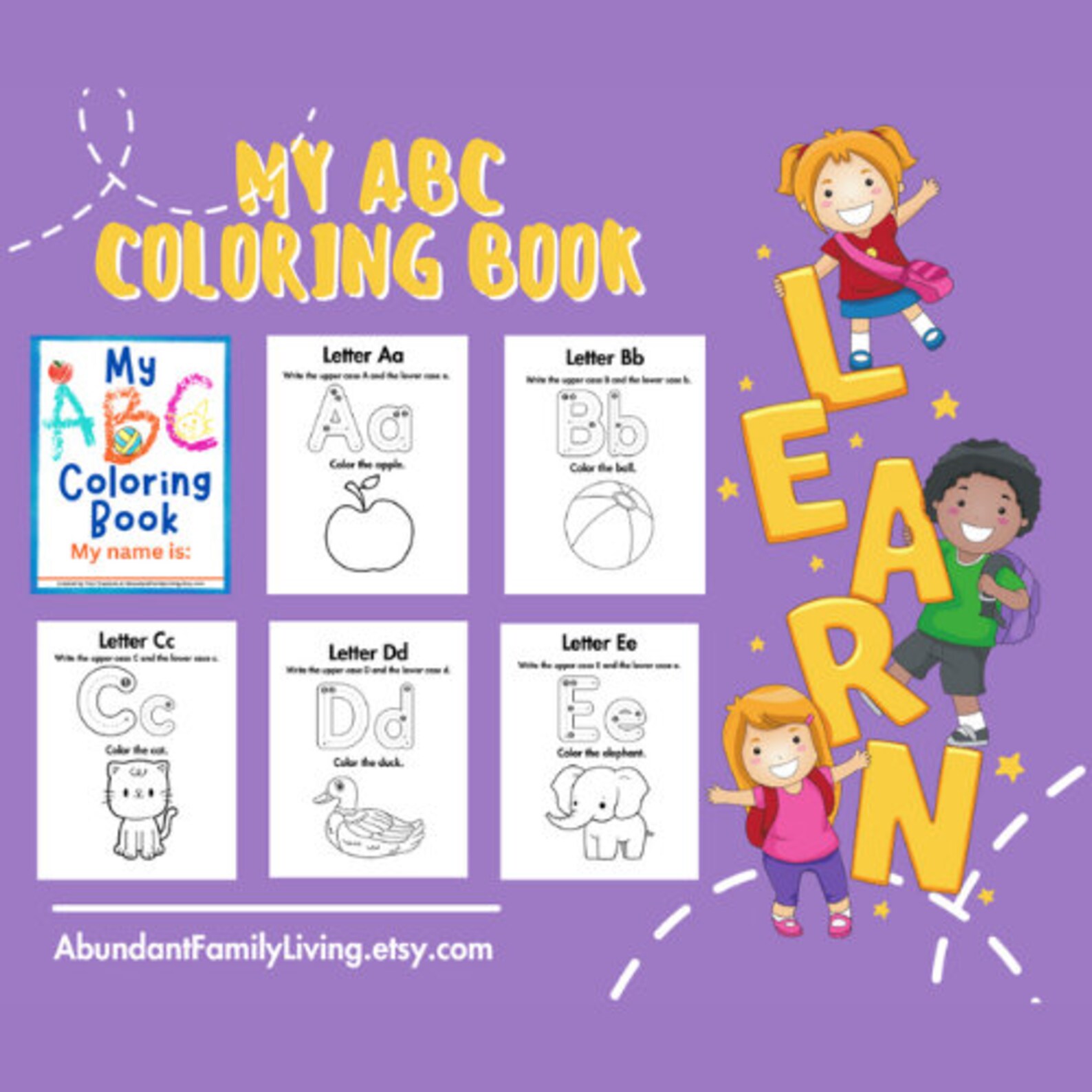My ABC Coloring Book, Learn to Write the Letters of the Alphabet, Color ...
