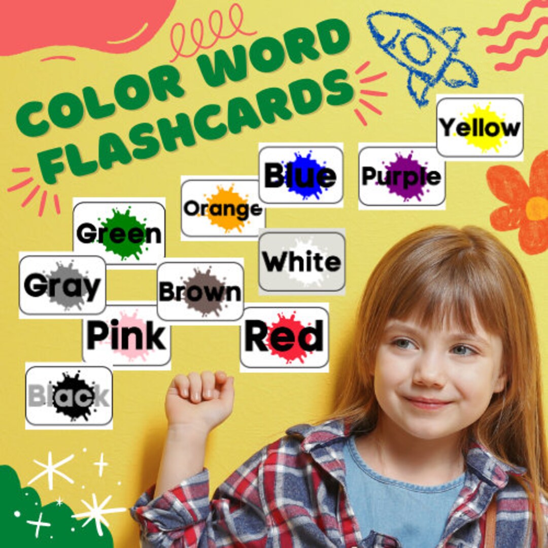 Color Word Flashcards Teaching Colors Learning Colors Etsy
