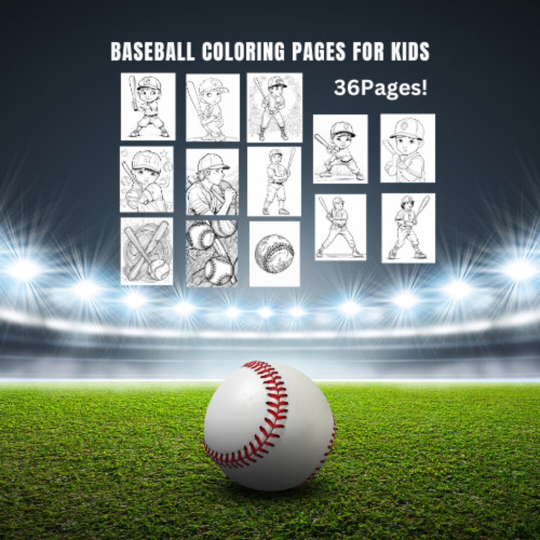 Baseball Coloring Pages for Kids, Printable Sports Activity Sheets, 36 ...