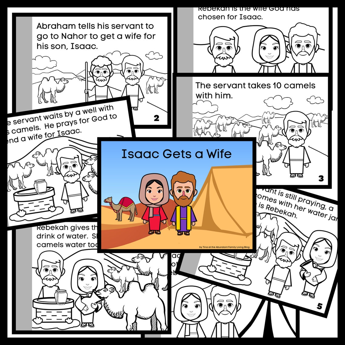 Isaac Gets a Wife Coloring Book for Young Children, Old Testament Bible ...