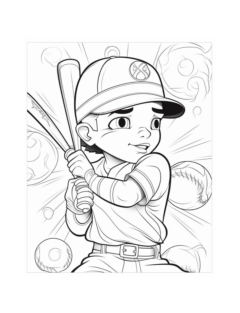 Baseball Coloring Pages for Kids, Printable Sports Activity Sheets, 36 ...