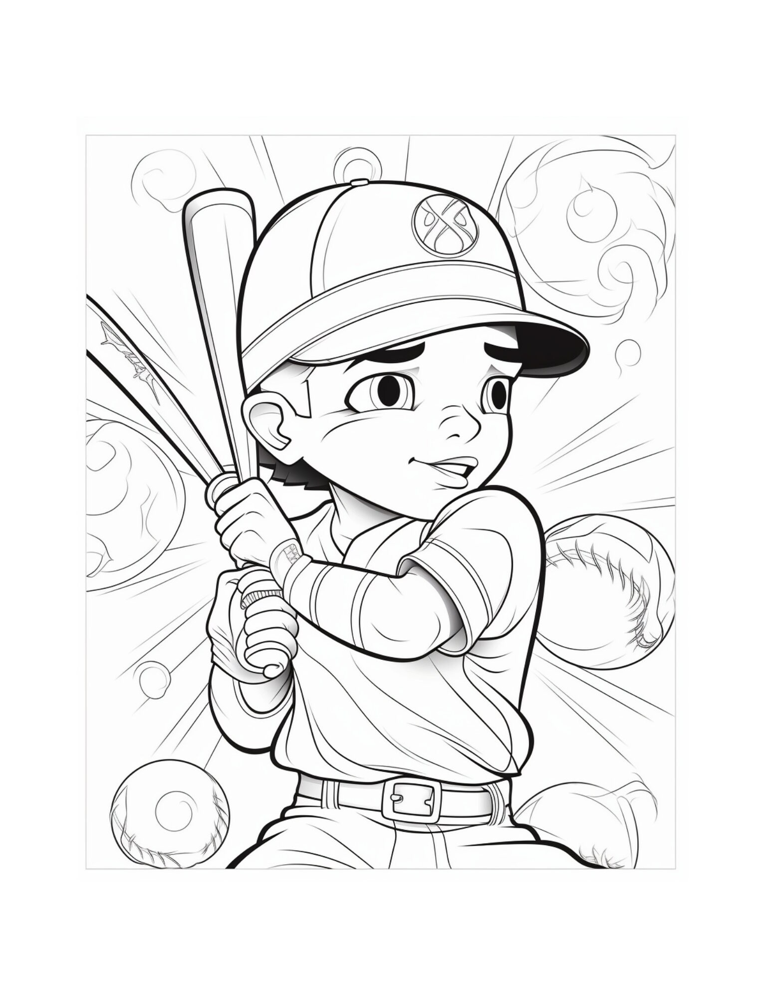 Baseball Coloring Pages for Kids, Printable Sports Activity Sheets, 36 ...