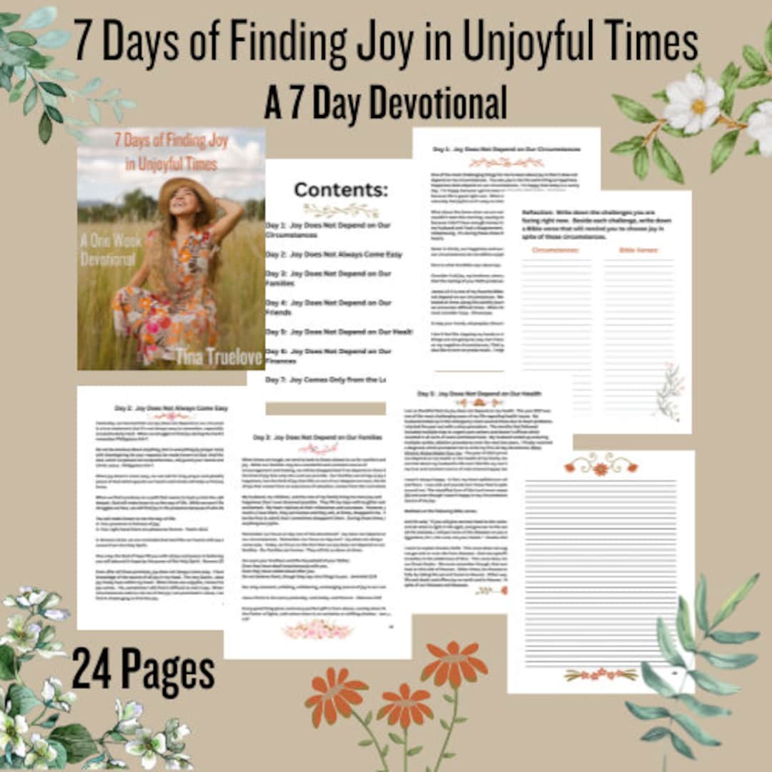 7 Day Devotional, Finding Joy in Unjoyful Times (PDF Files) - Etsy