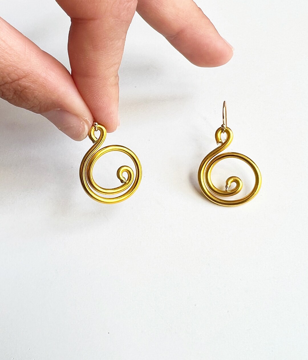 Panoptes, Detailed Gold Wire Art Twist Earrings / 18k Gold Plated Ear ...