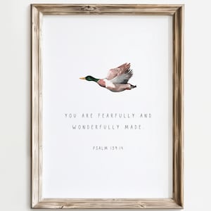 Duck Wall Art, Bible Verse Print, Hunting Nursery, Minimalist Print ...
