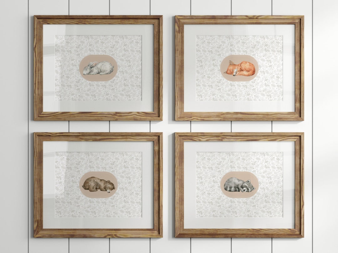 Woodland Sleeping Forest Animals Wall Art, Woodland Nursery Baby ...