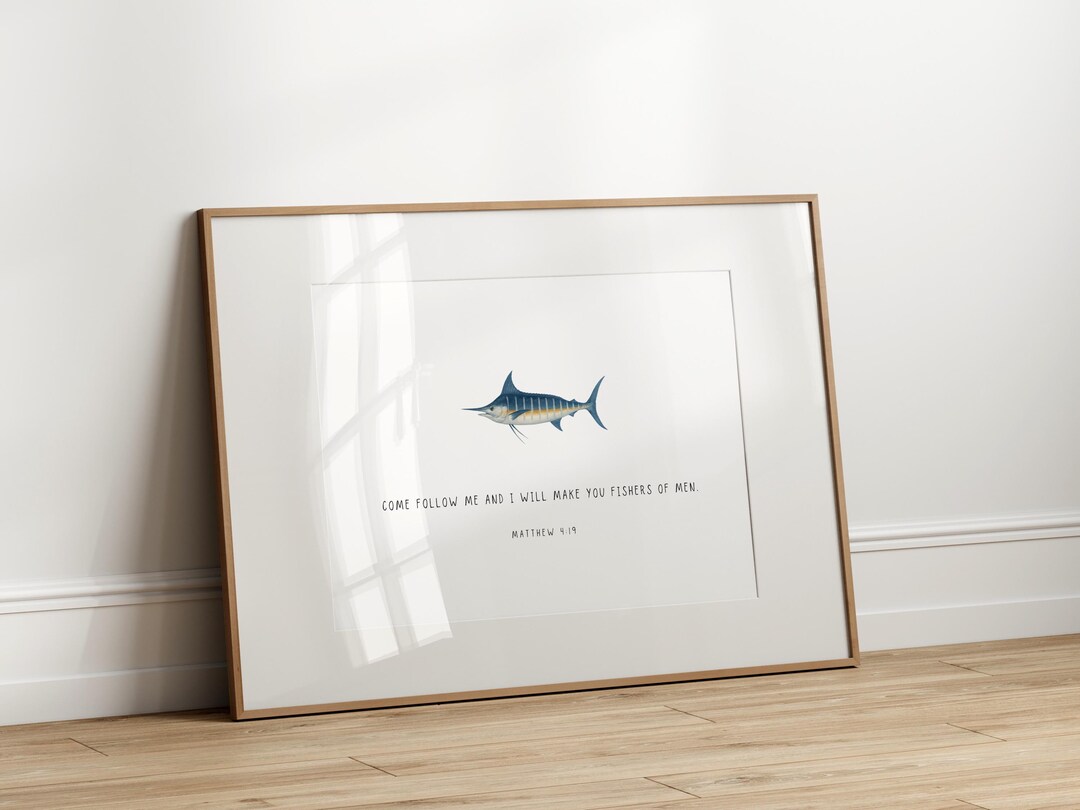 PRINTED Marlin Fish Bible Verse Print, Fishers of Men, Fishing Nursery ...