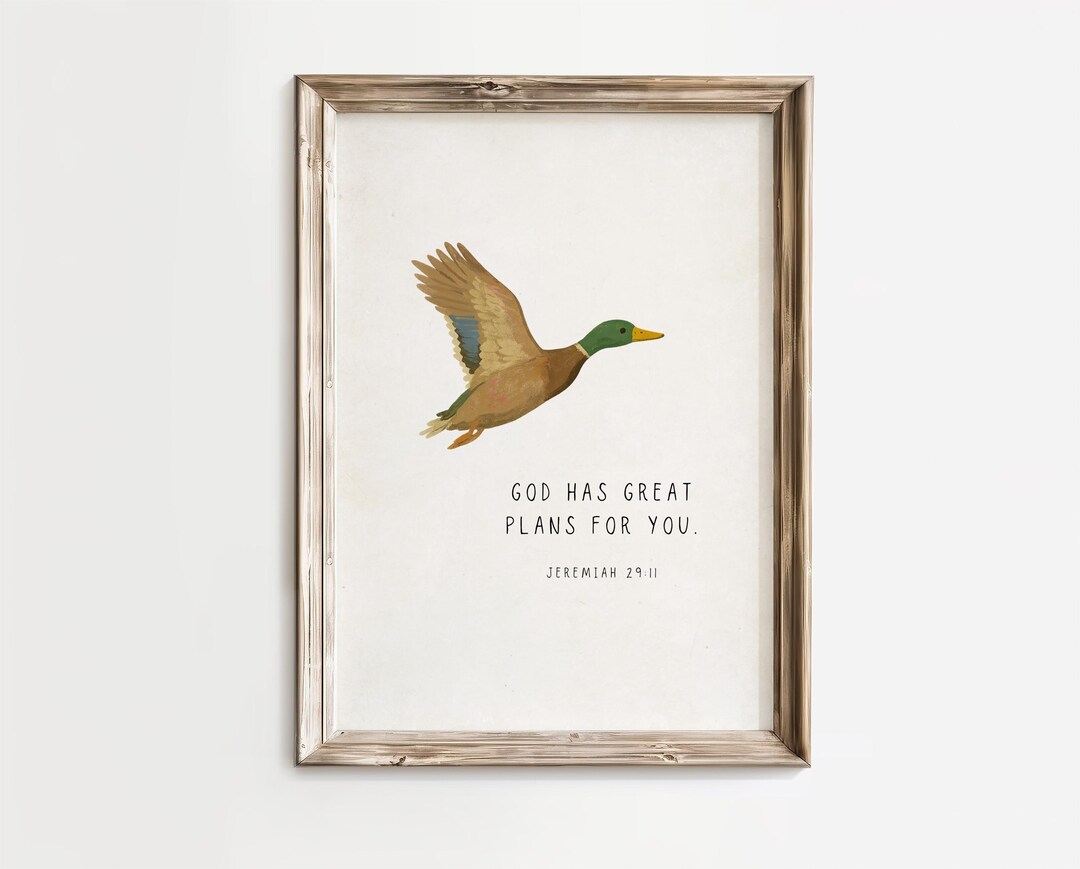 DIGITAL DOWNLOAD Mallard Nursery Art, Duck Bible Verse Print, Christian ...