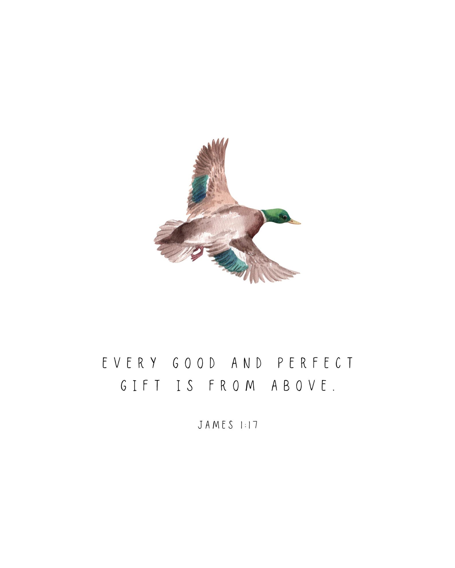 PRINTED Duck Wall Art, Bible Verse Print, Woodland Nursery, Minimalist ...