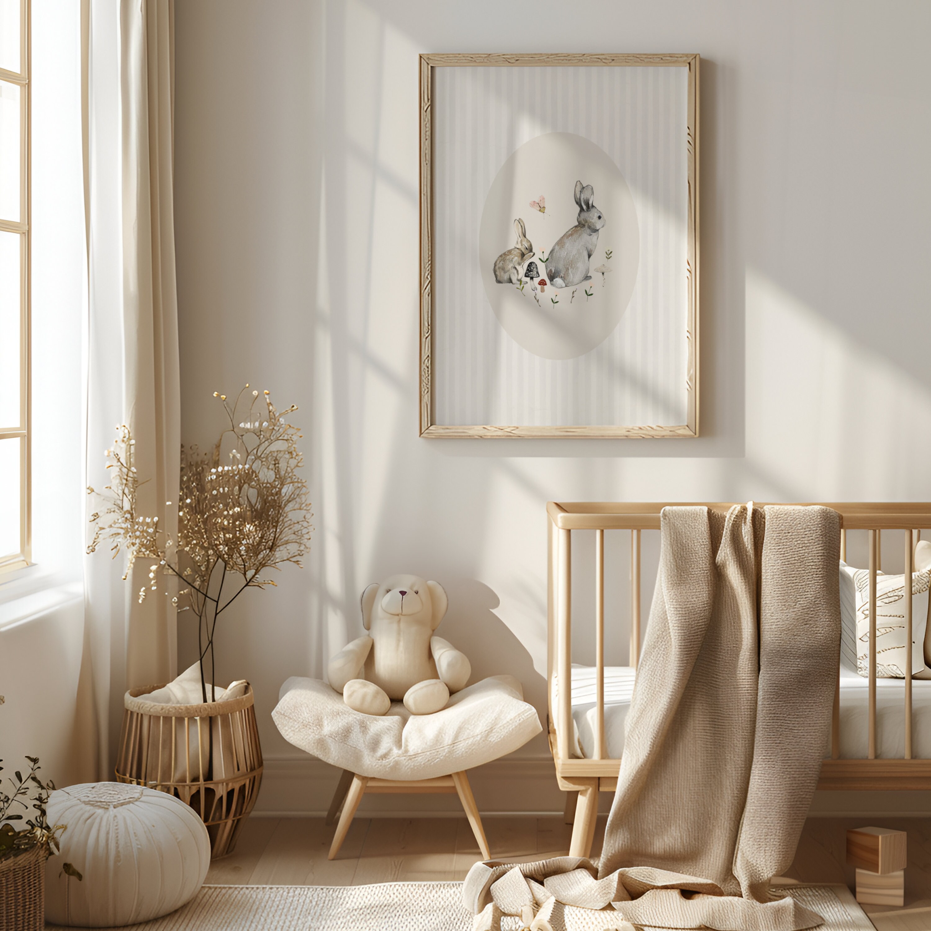 Bunny Nursery Wall Art Little Girls Bedroom Decor Baby Shower Gift ...