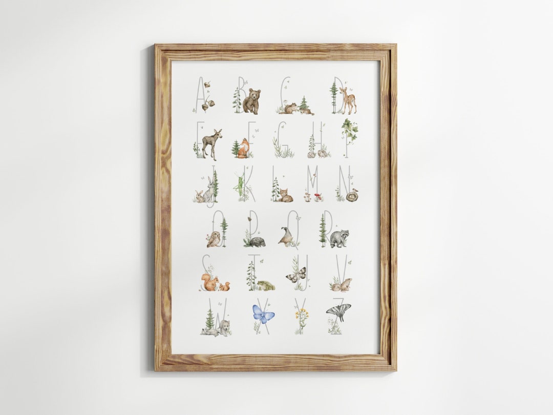 Woodland Nursery Alphabet Print, Printable Wall Art, Forest Animal ...