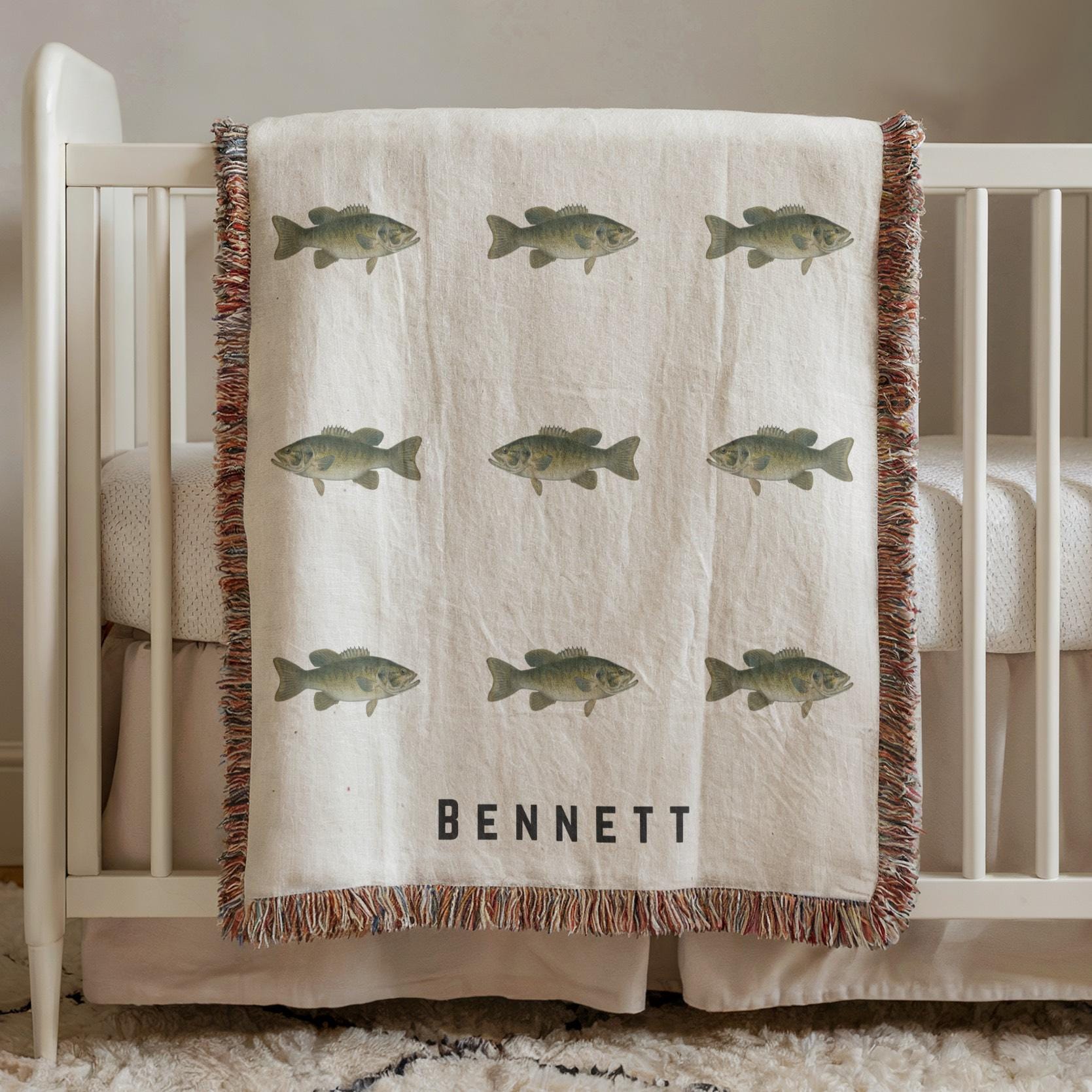 Personalized Bass Fish Woven Baby Blanket: Keepsake Nursery Decor - Etsy