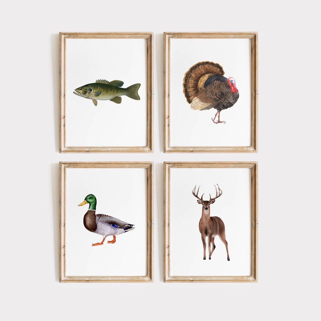 DIGITAL DOWNLOAD Set of 4, Boys Hunting Nursery Decor, Buck Mallard ...