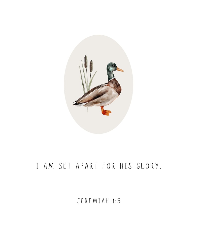 PRINTED Mallard Duck Nursery Prints, Duck Bible Verse Art, Hunting ...