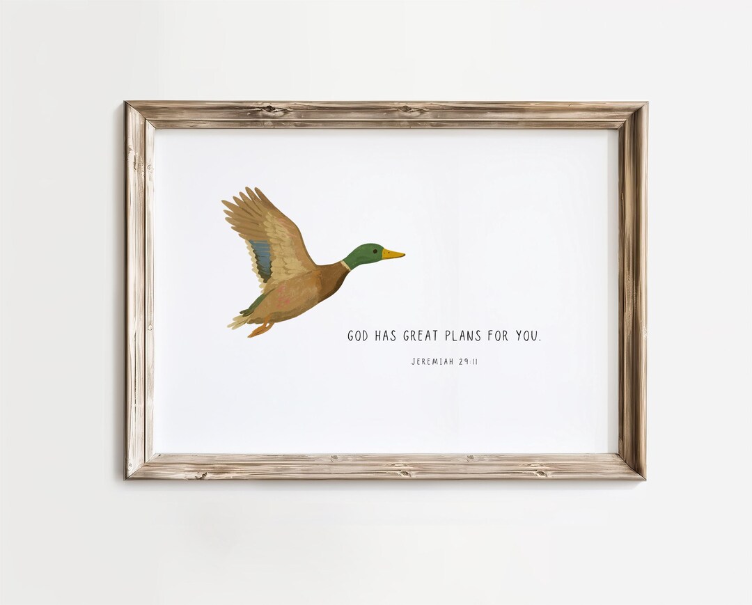 DIGITAL DOWNLOAD Mallard Duck Bible Verse Print, Woodland Nursery ...