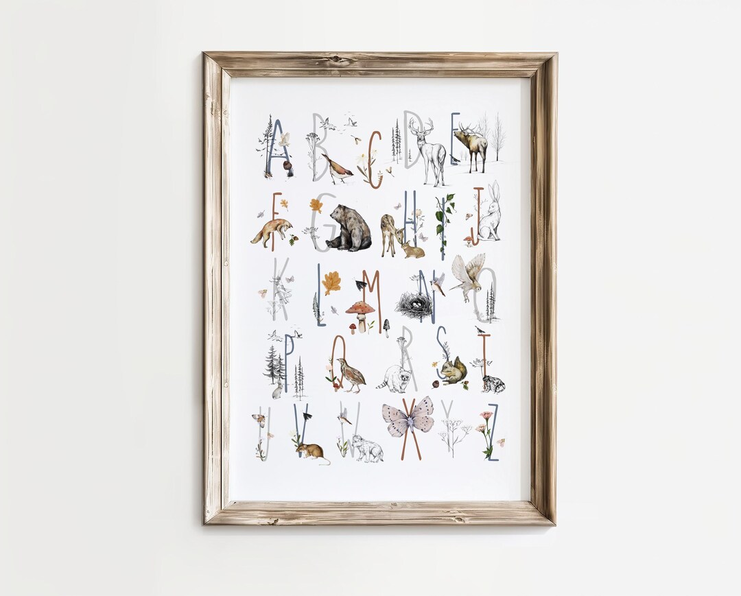 Woodland Nursery Alphabet Print, Wildlife Poster, Forest Animal ...