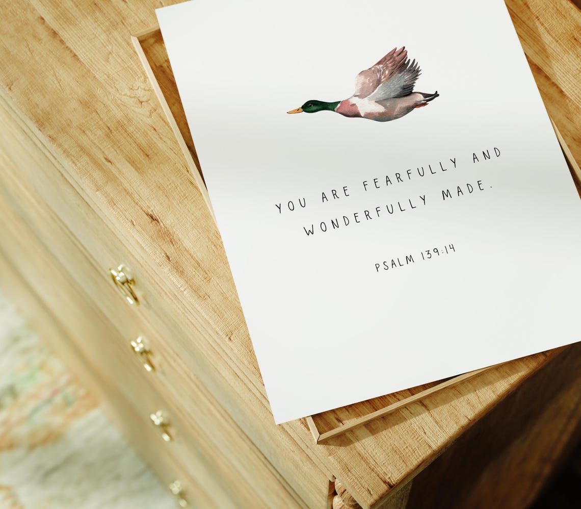 Duck Wall Art, Bible Verse Print, Hunting Nursery, Minimalist Print ...