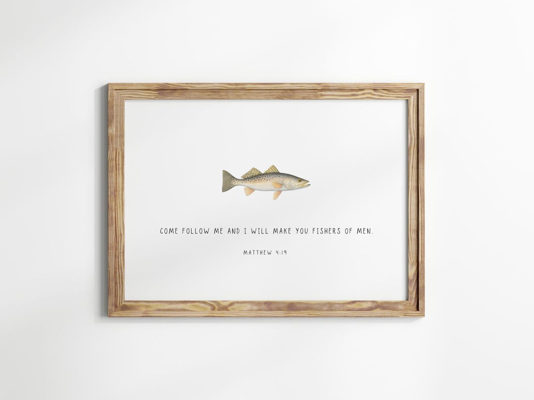 PRINTED Trout Fish Bible Verse Print, Fishers of Men, Saltwater Fishing ...